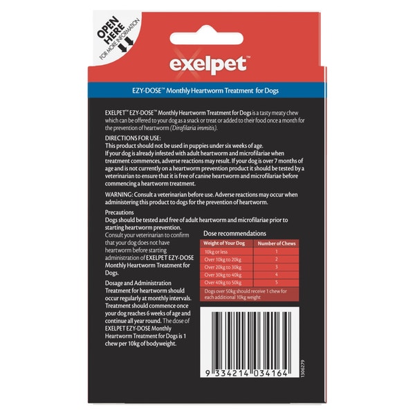 Exelpet™ Ezy-Dose™ Monthly Heartworm Treatment Chews for All Dogs